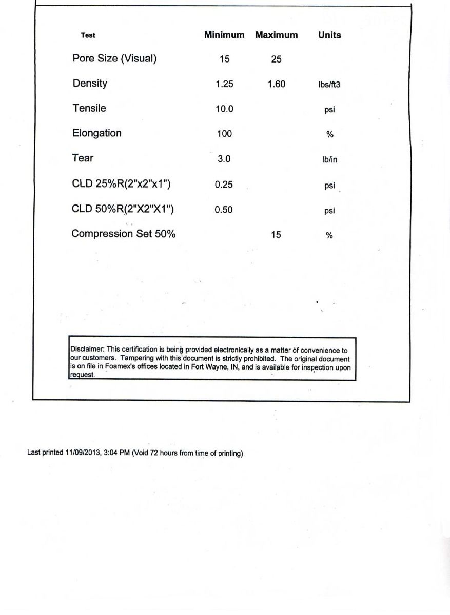 PPI Non-treated open cell foam